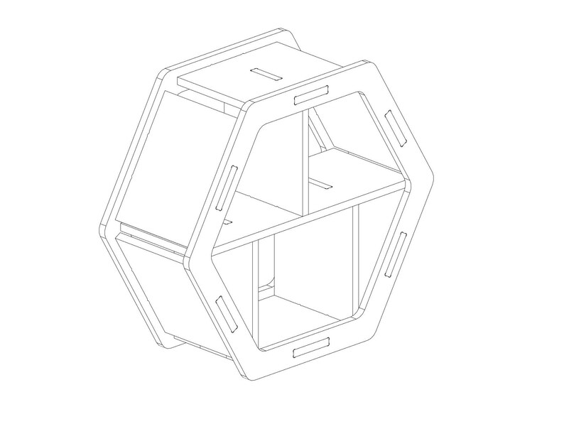 CNC Hexagon Bookshelf. SVG and DXF Format. Digital Plans Download ...