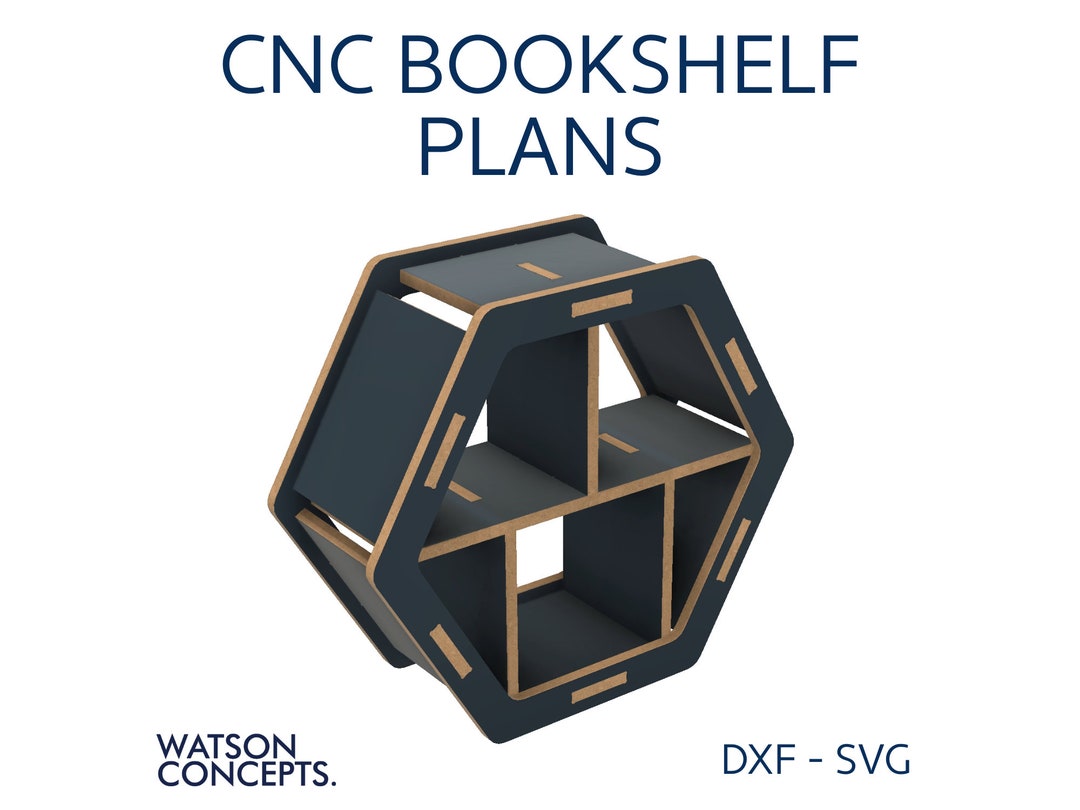 CNC Hexagon Bookshelf. SVG and DXF Format. Digital Plans Download ...