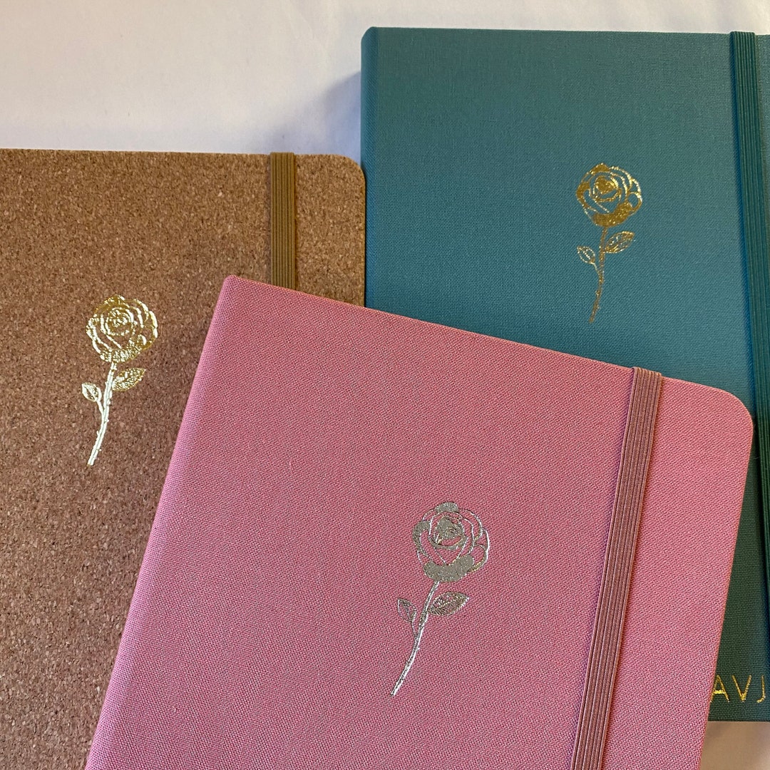 Rose Notebook, Ultra-thick 160gsm Paper, Hand-stamped to Order, Your ...