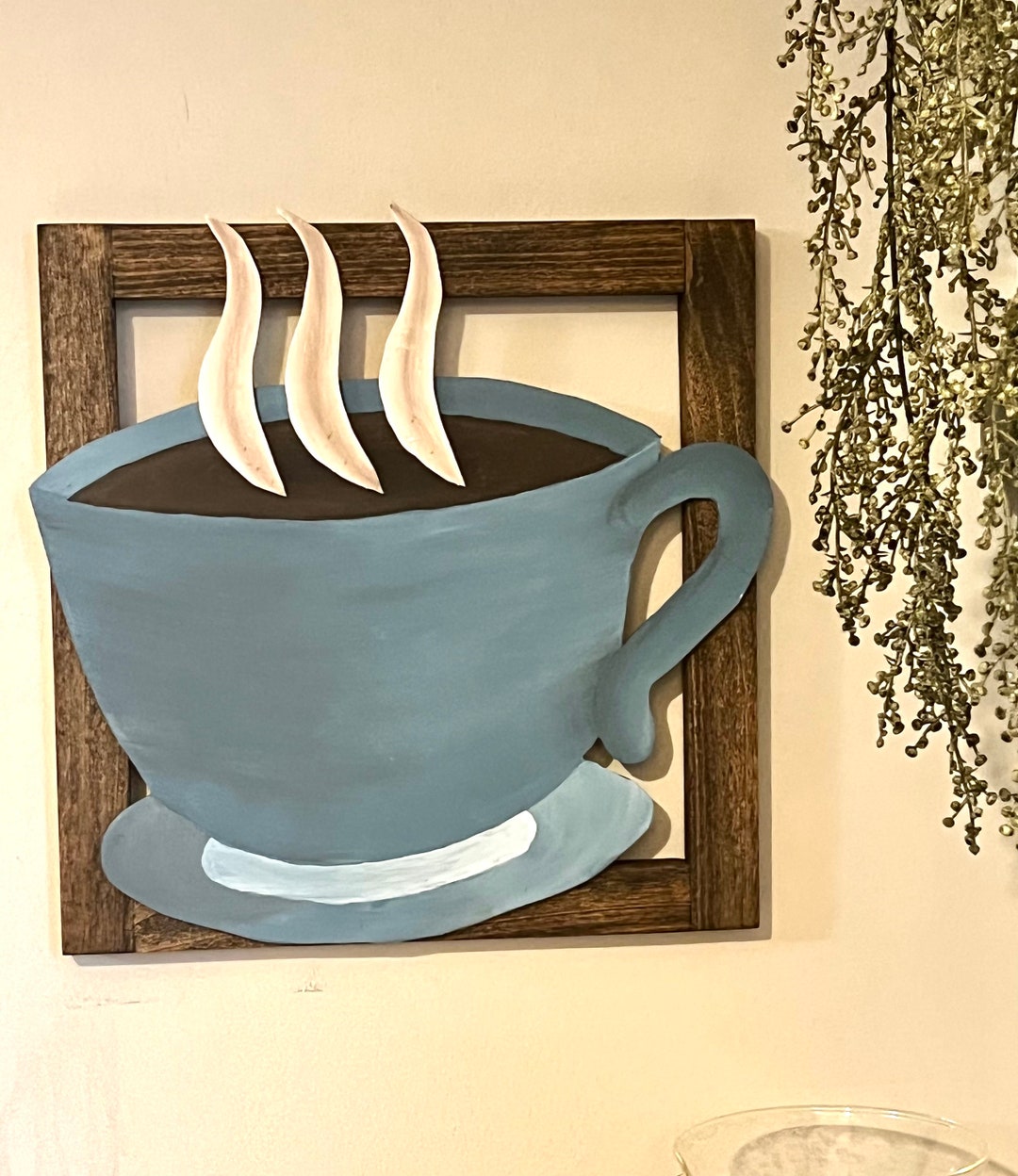 Kitchen Wall Hangings, Coffee Cup Decor, Rustic Coffee Cups, Wooden ...
