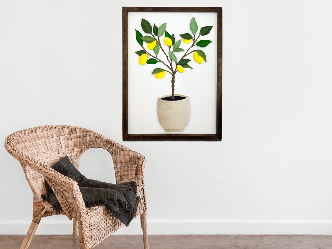 Lemon Tree Kitchen Decor | Wooden Lemon Wall Decor | Bright Lemon Tree ...