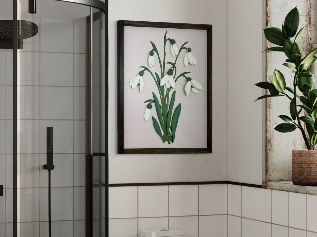 Handcrafted 3D Snowdrop Wooden Art Elegant Layered Snowdrop Flowers on ...