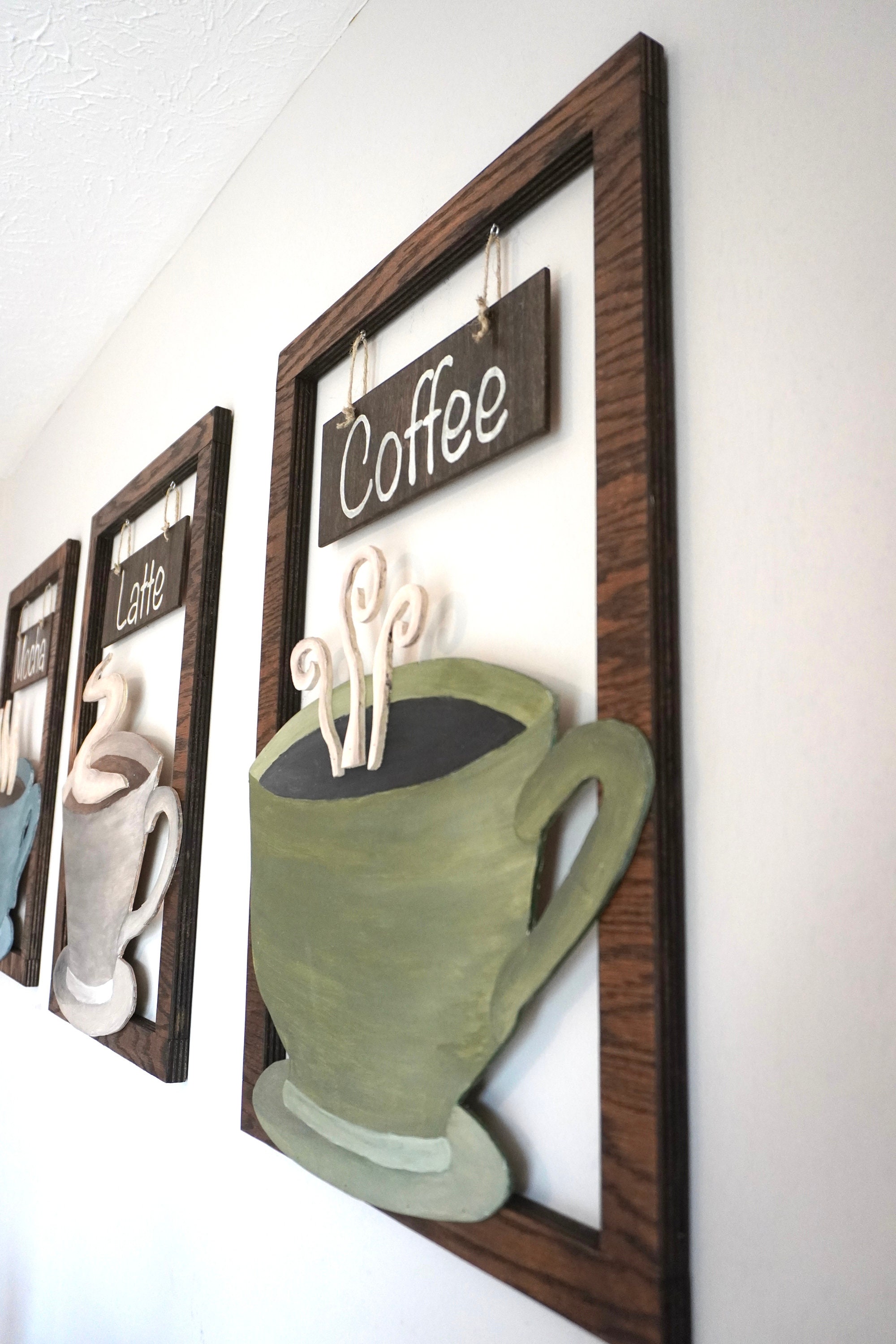 Coffee Cup Decor Rustic Coffee Cup Kitchen Wall Hangings - Etsy