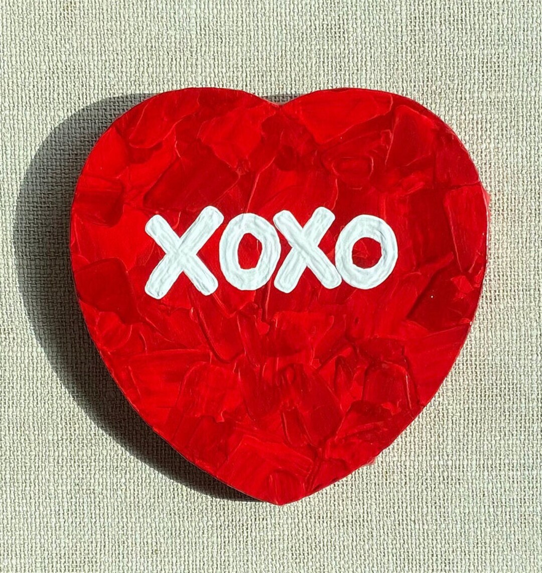 8 Valentines xoxo Candy Heart Painting/ Acrylic Painting/ Wall Hanging ...
