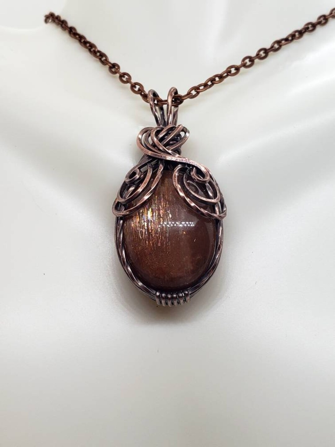Sunstone Crystal Wire Wrapped Pendant, Aesthetic Necklace, Golden ...