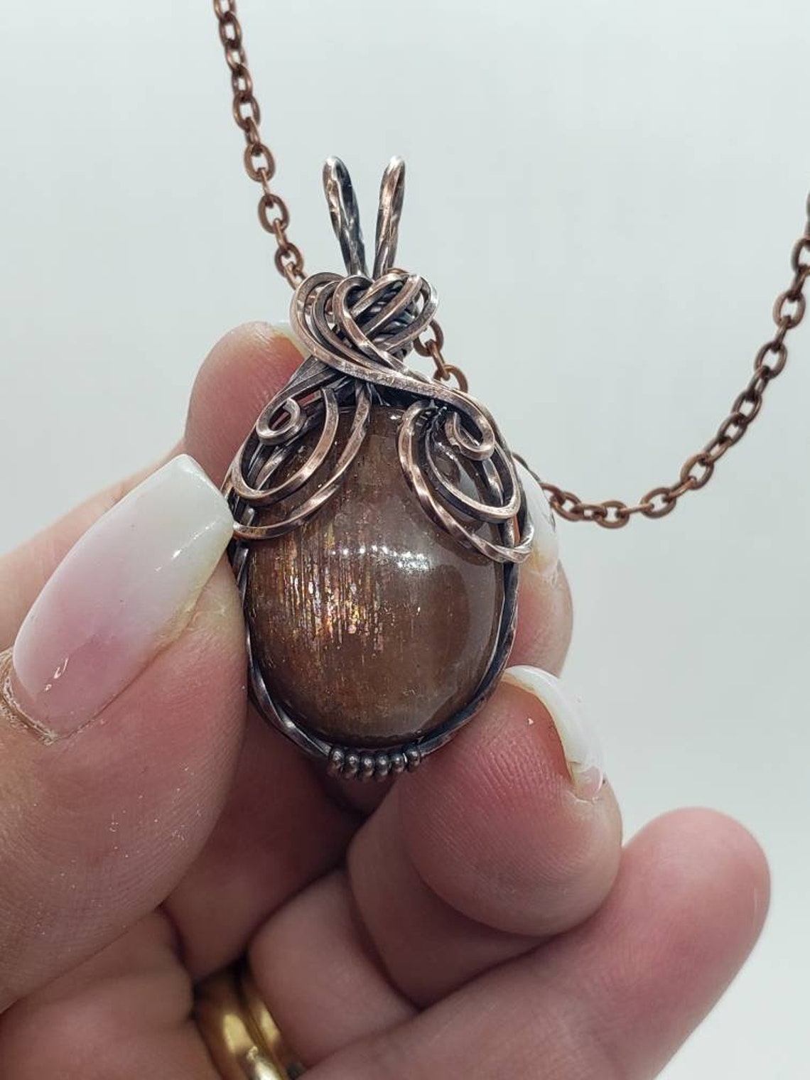 Sunstone Crystal Wire Wrapped Pendant Aesthetic Necklace | Etsy