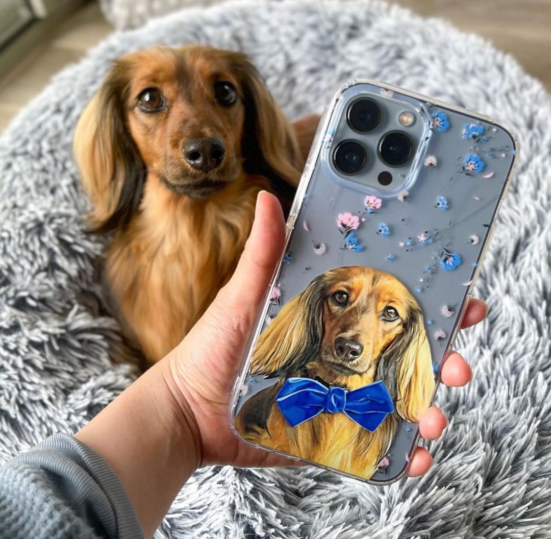 Custom Dog Drawing Portraits Phone Case, Custom Pet Phone Case, Pet ...