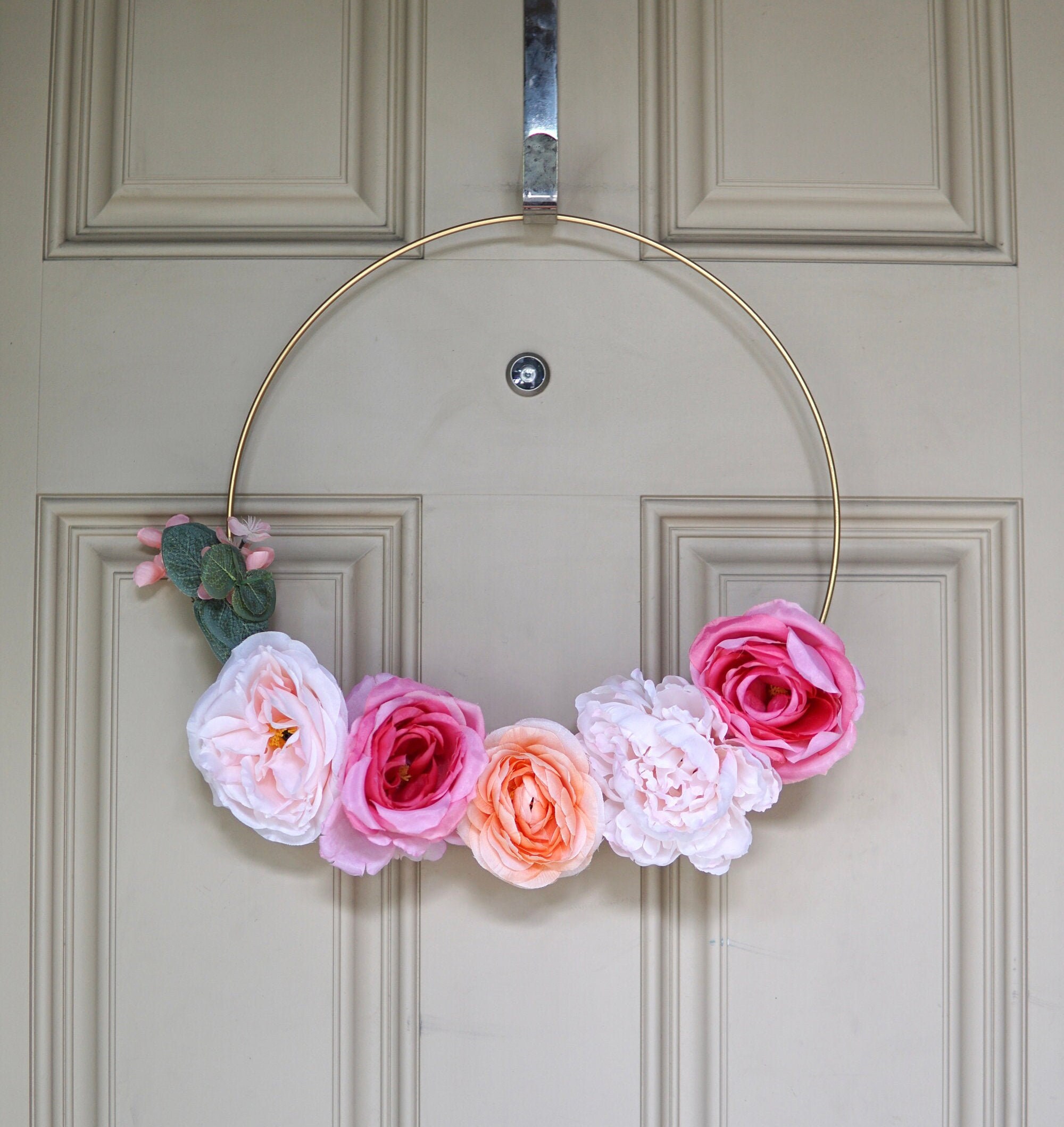 14'' Elegant Flora Gold Hoop Wreath, Spring, Summer, Decorations - Etsy