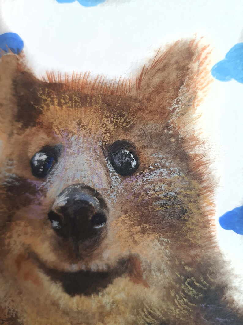 Watercolor Drawing of a Quokka With Clouds. Gift for Home, Decoration ...