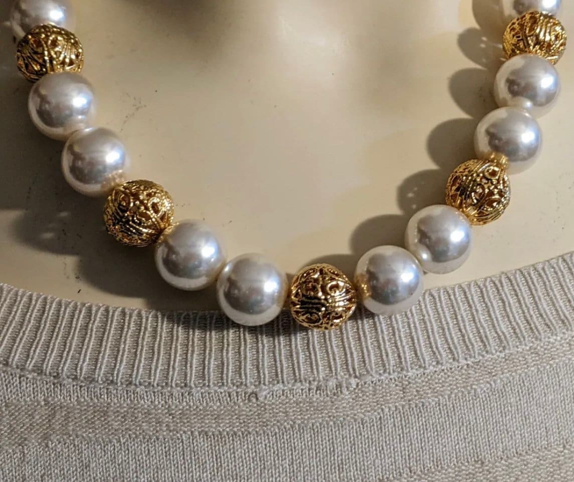 Vintage Napier Faux Pearl Necklace| Faux Pearl Choker| Faux Pearl and ...