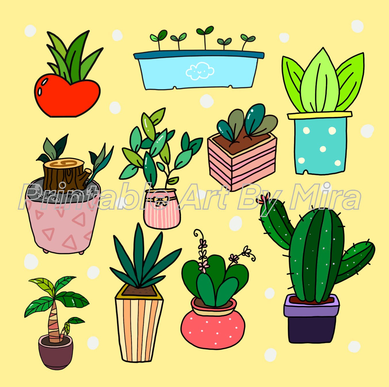 House Plants Clipart potted Plant Clip Art Succulents - Etsy