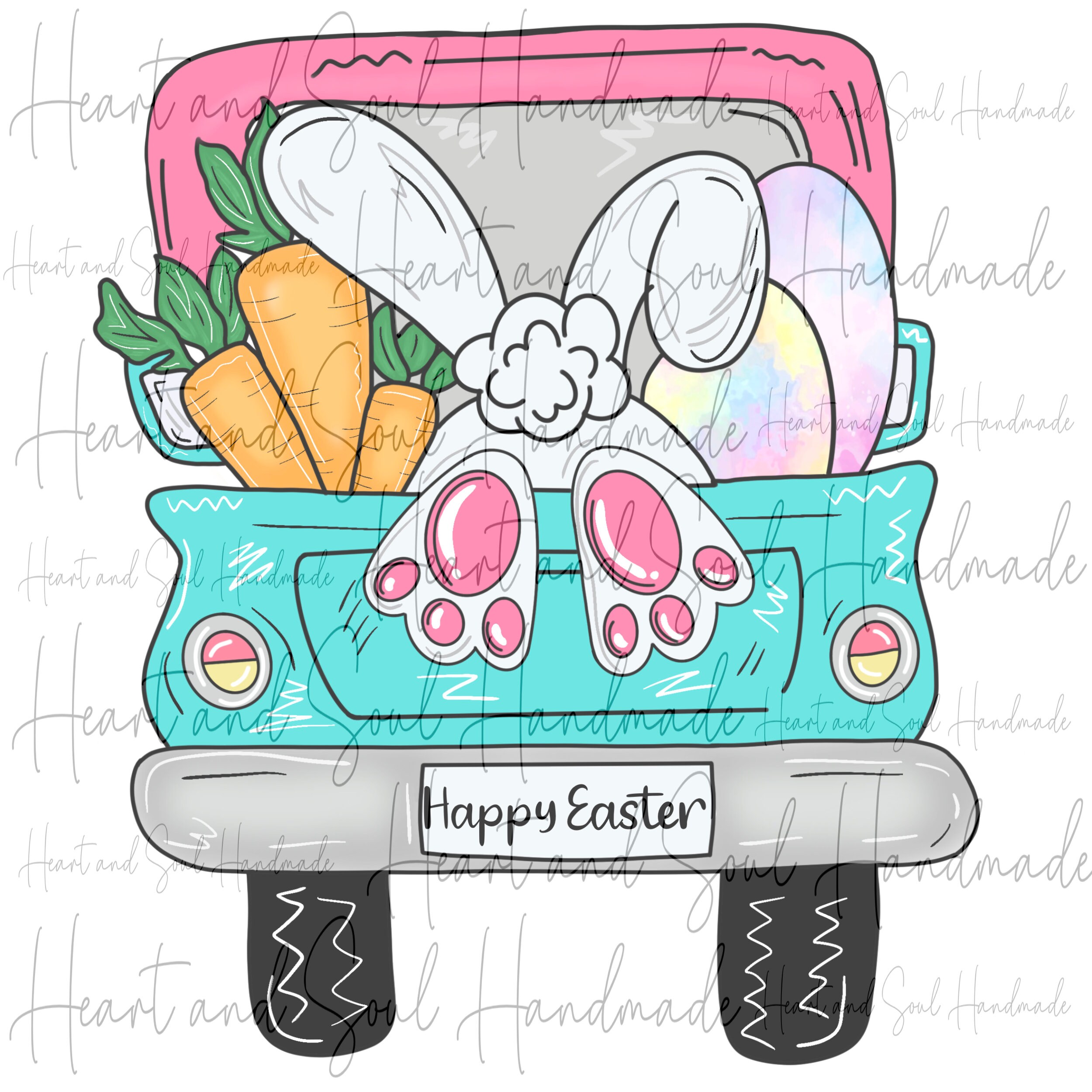 Digital PNG and JPEG File Easter Bunny Truck Sublimation Design Instant ...