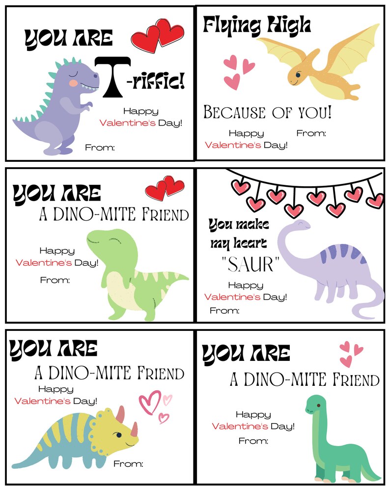 Editable Dinosaur Valentine Tags, Kids Valentine Cards, School ...