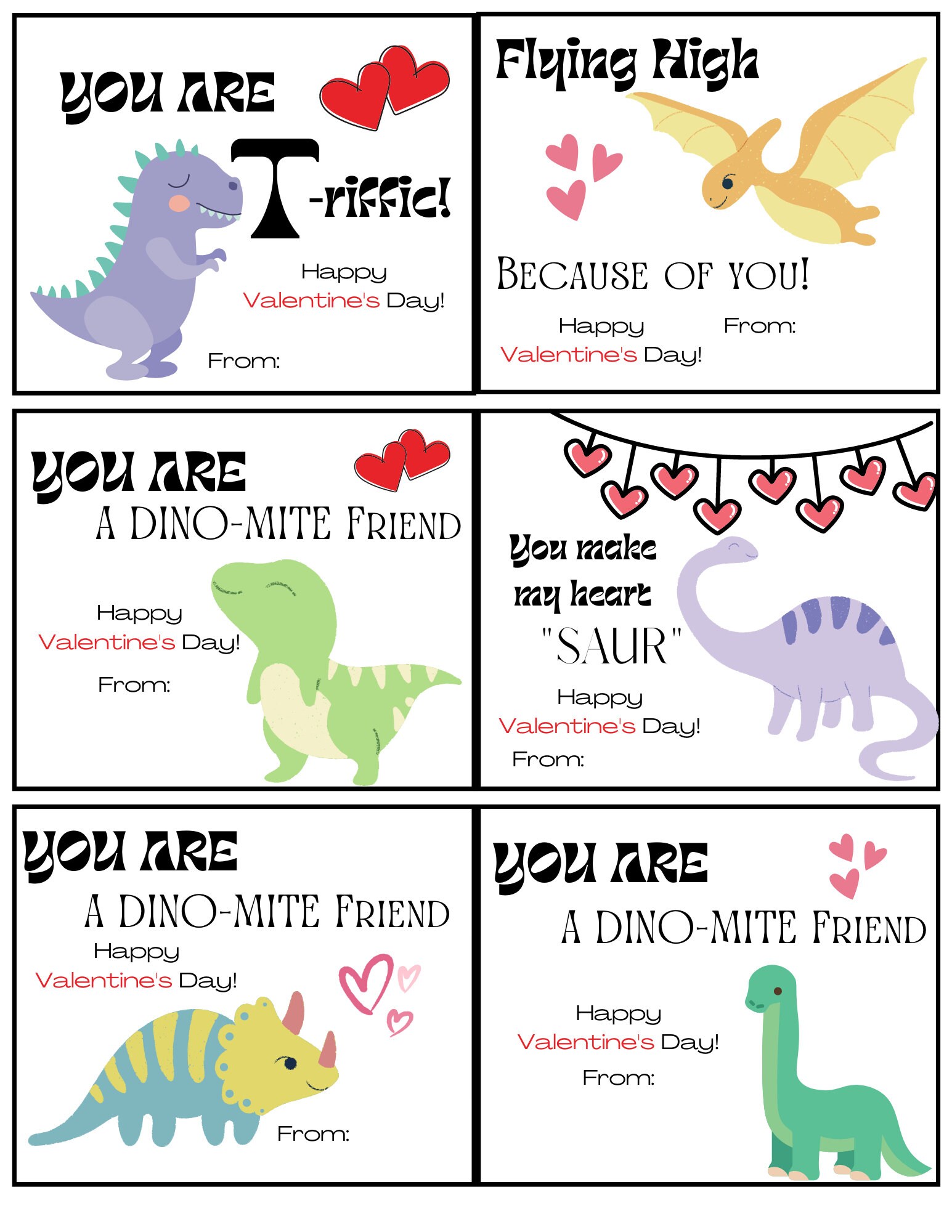 Editable Dinosaur Valentine Tags, Kids Valentine Cards, School ...