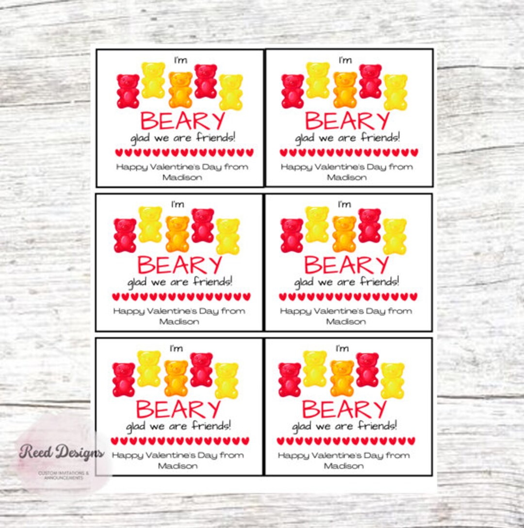 Gummy Bear Valentines Day Card Kids Bear Valentines Day - Etsy