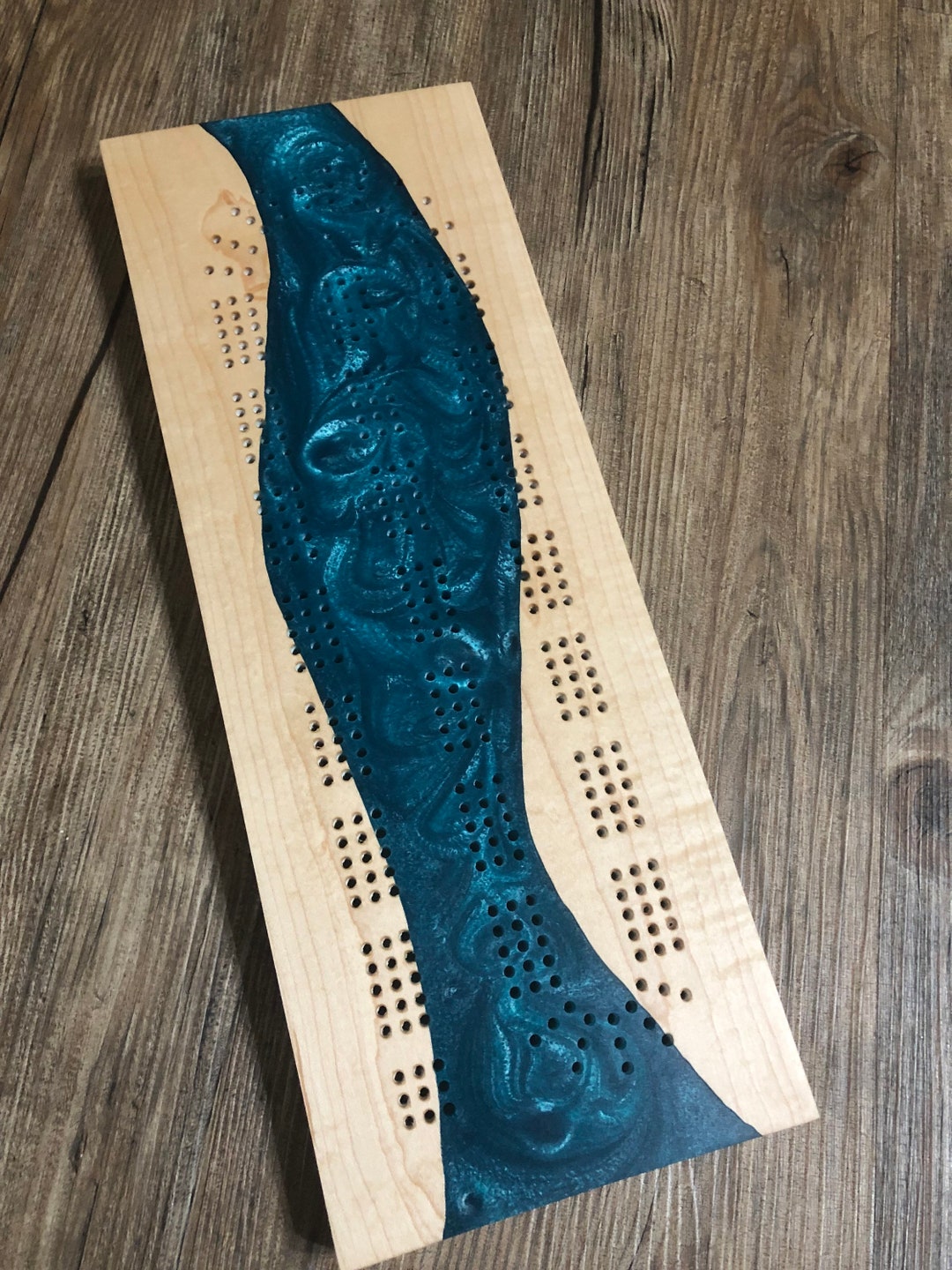 Maple Wood and Epoxy Cribbage Board - Etsy