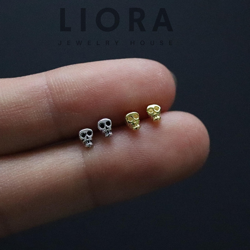 Skull Stud Earrings 925 - Etsy