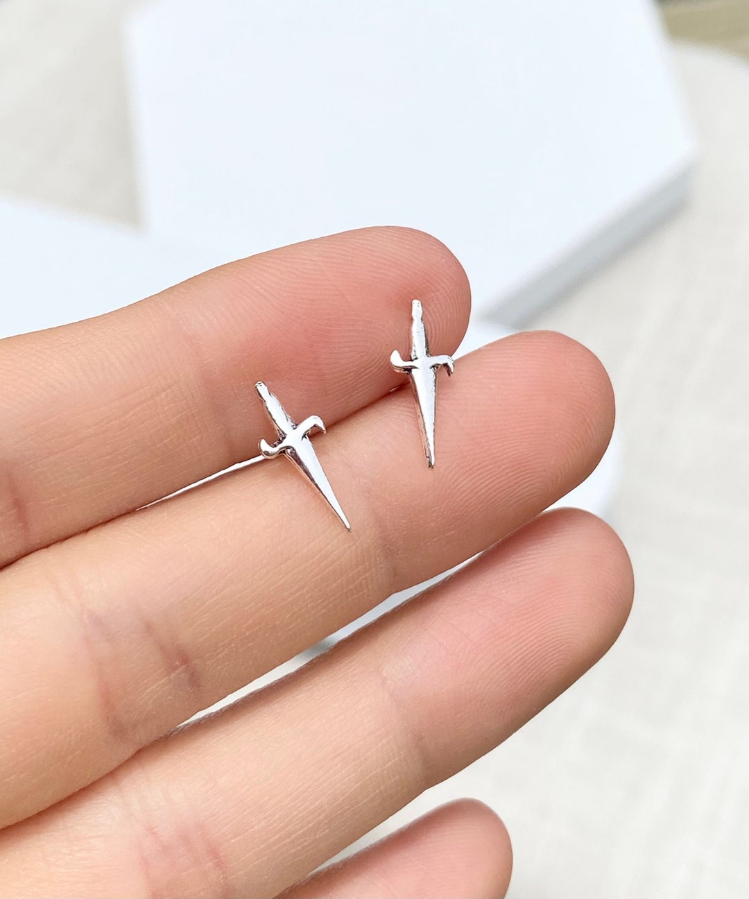 925 Sterling Silver Sword Stud Earrings, Sword Earrings, Sword Studs, Short Sword, Silver Sword ...