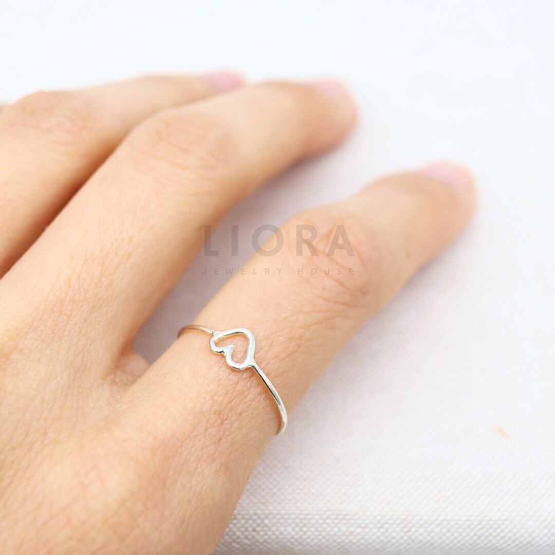 925 Sterling Silber Herz Ring, kleines Herz Ring, Draht Herz Ring, Hand ...