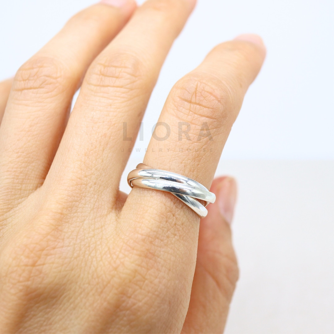 925 Sterling Silver Rolling Fidget Ring, Three Ring Set, Three ...