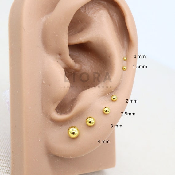 18k solid gold ball stud earrings store