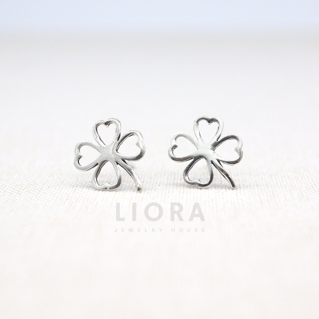 Pendientes de tuerca de hoja de trébol de plata de ley 925, 12 mm de ...