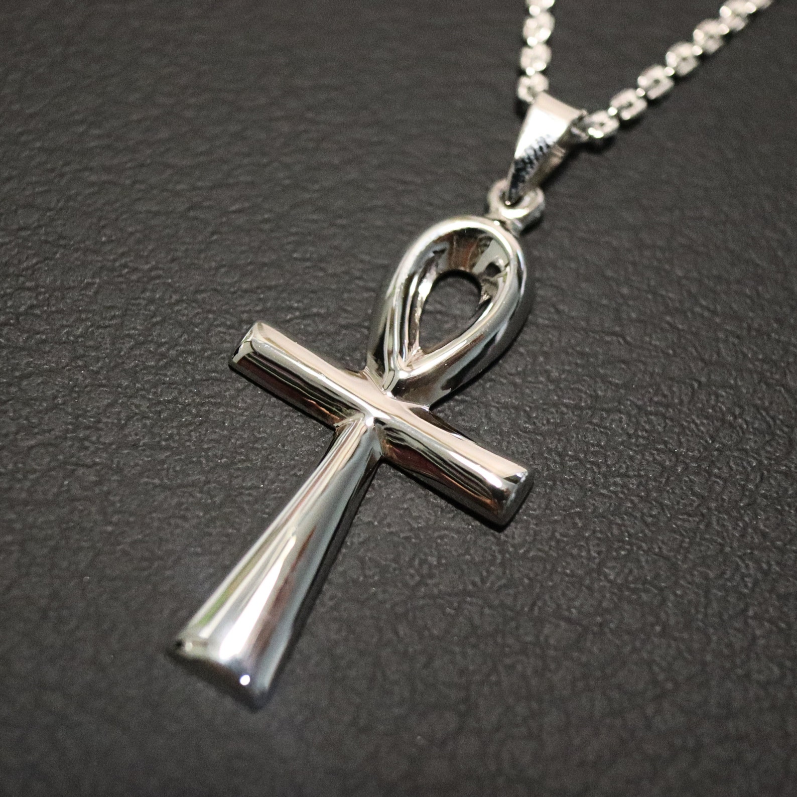 925 Sterling Silver Solid Ankh Cross Pendant Necklace, Cross Necklace ...