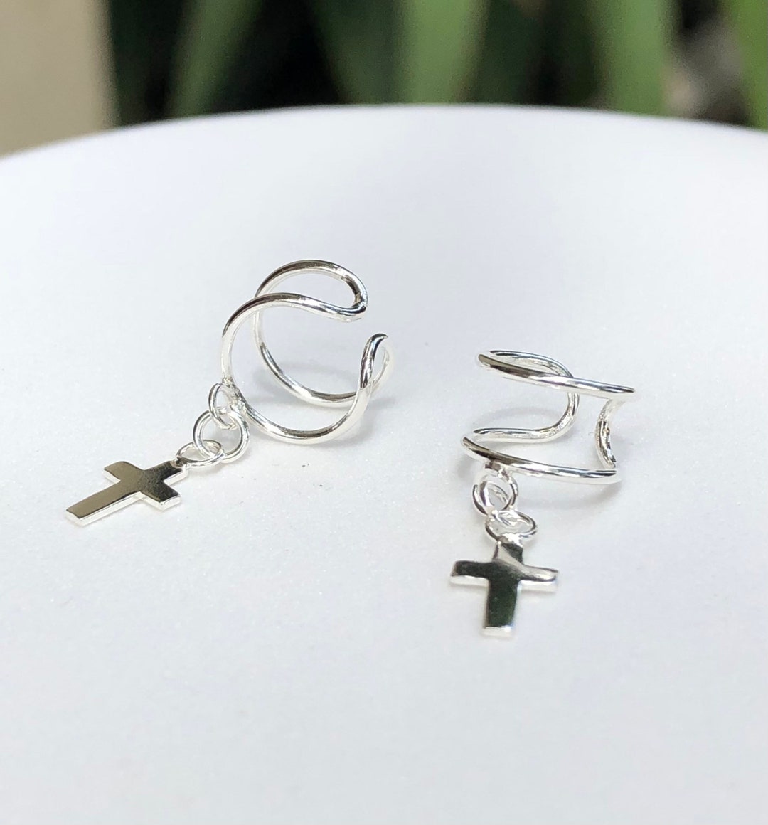 Ear Cuff With Cross, Thread Cross Ear Cuff, Ear Wrap With Cross, 925 ...