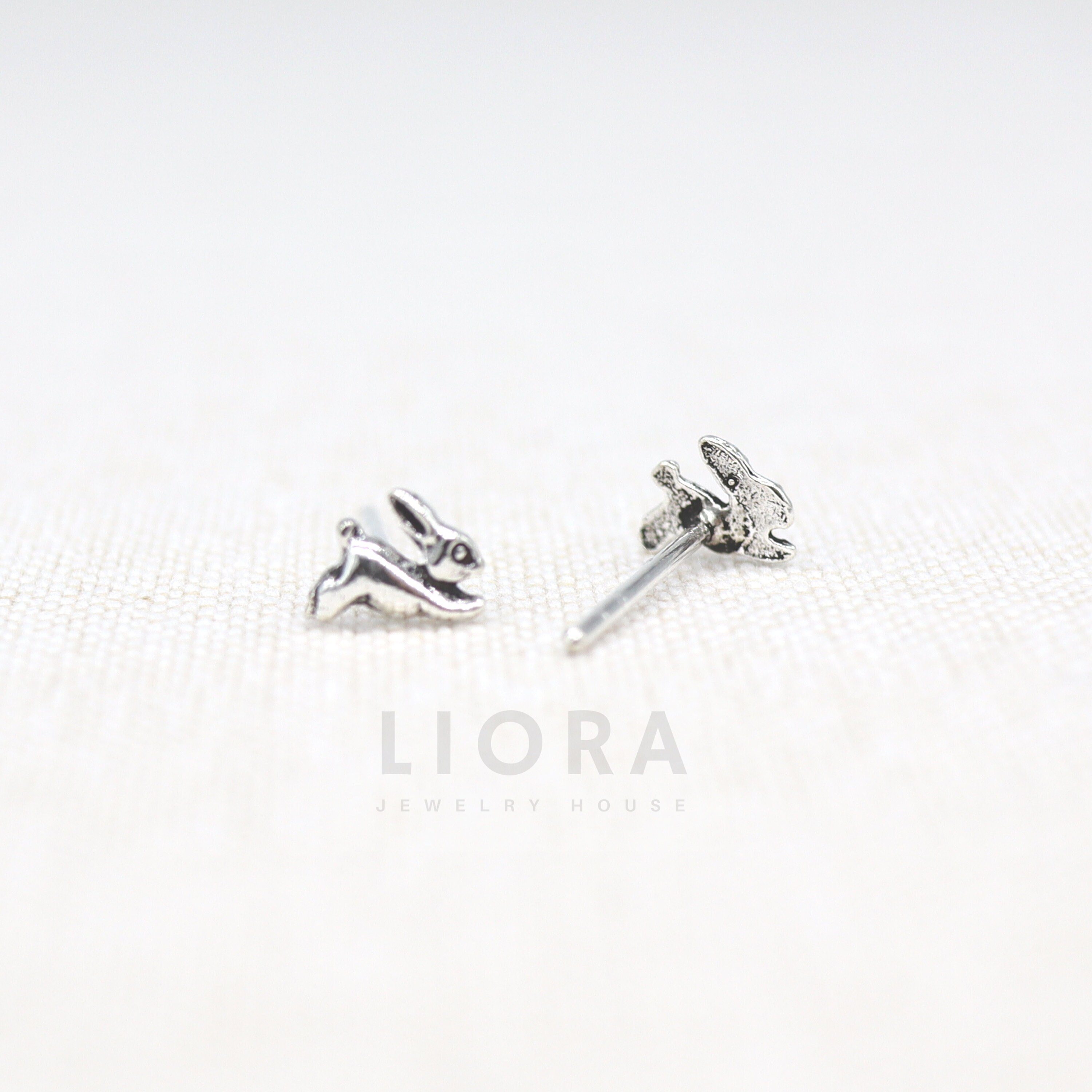 925 Sterling Silver Rabbit Stud Earrings, Rabbit Earrings, Small Rabbit ...