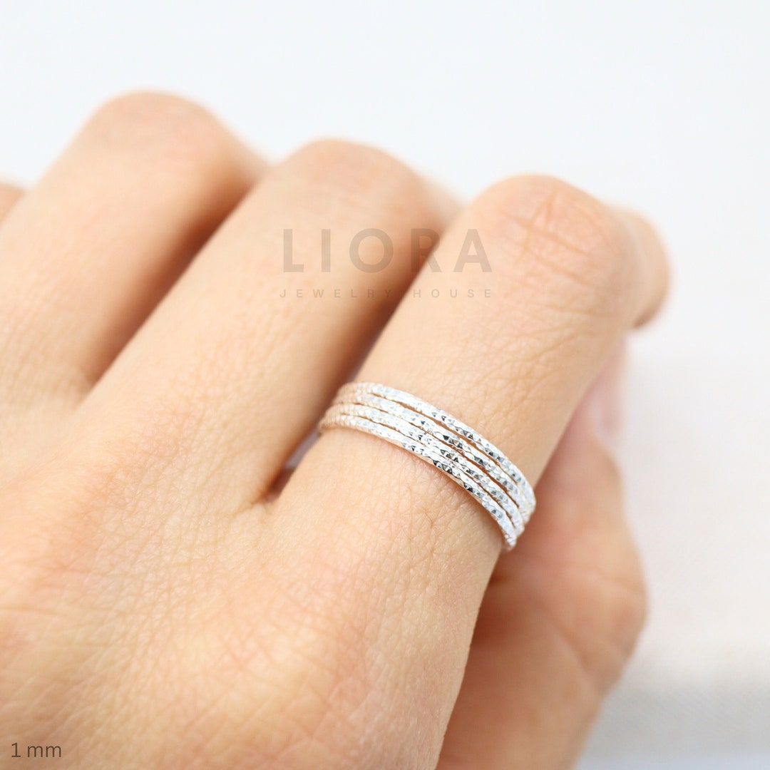 925 Sterling Silver Diamond Cut Textured Ring, Band Ring,diamond Cut ...