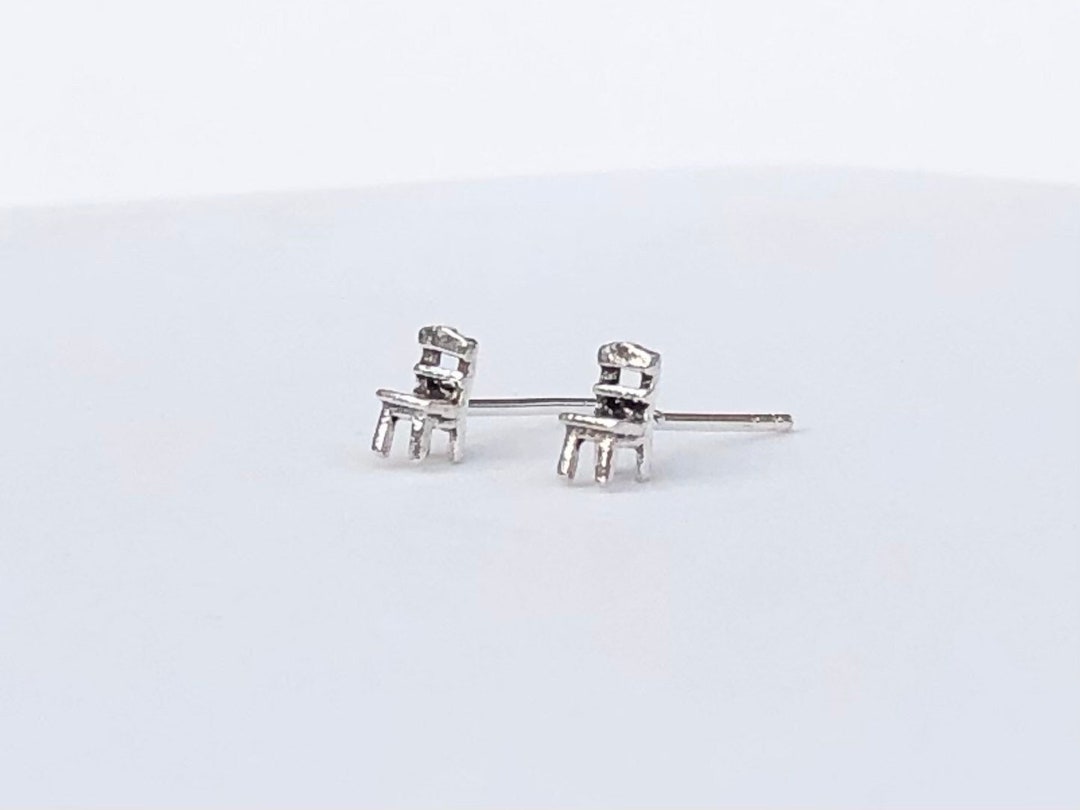 925 Sterling Silver Chair Stud Earrings, Tiny Chair Earrings, Chair ...