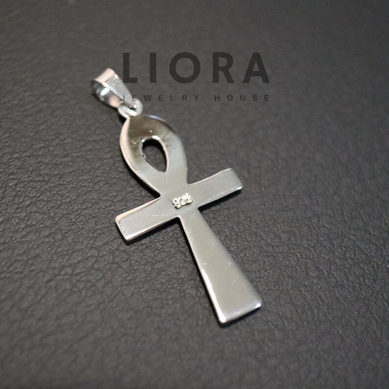 925 Sterling Silver Solid Ankh Cross Pendant Necklace, Cross Necklace ...