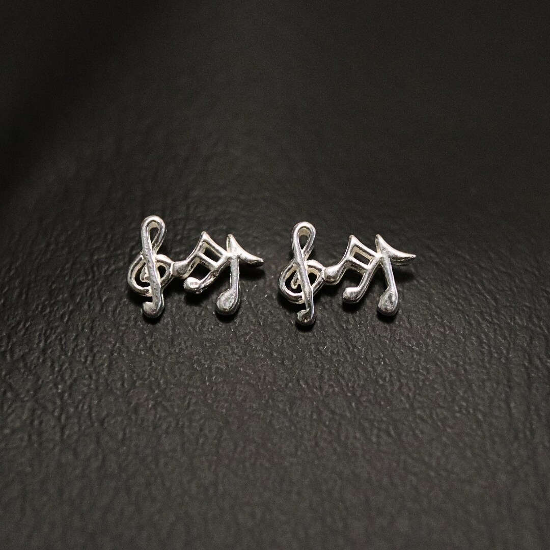 925 Sterling Silver Music Notes Stud Earrings, Musical Notes Earrings ...