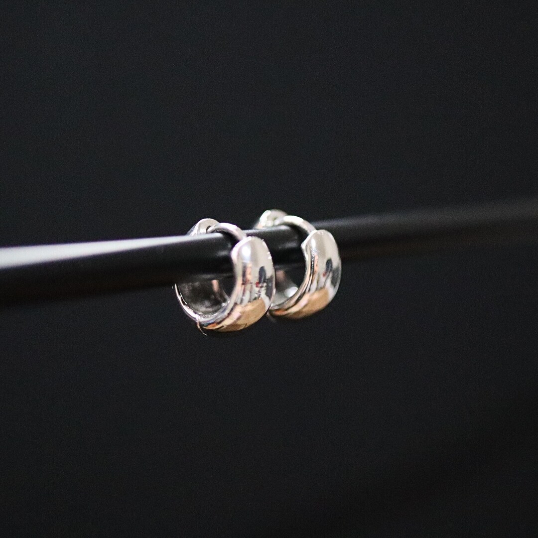 925 Sterling Silver Small Huggie Hoop Earrings, Mini Hoops, Chunky Hoop ...