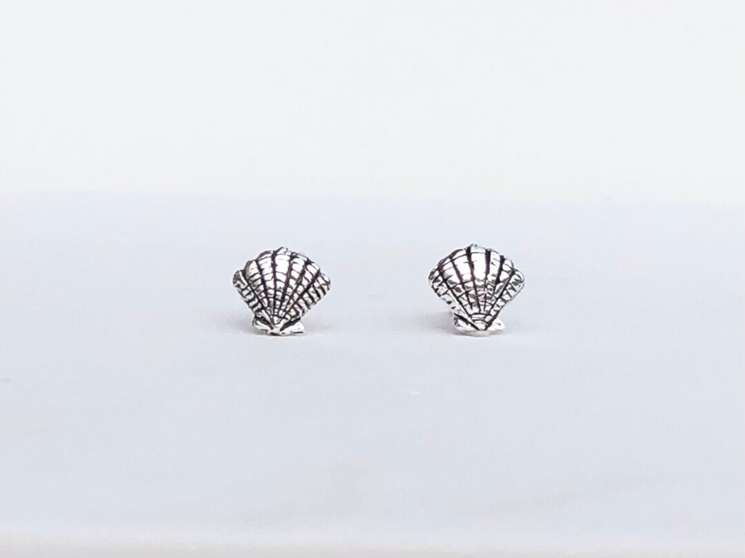 925 Sterling Silver Shell Stud Earrings, Small Shell Earrings, Shell ...