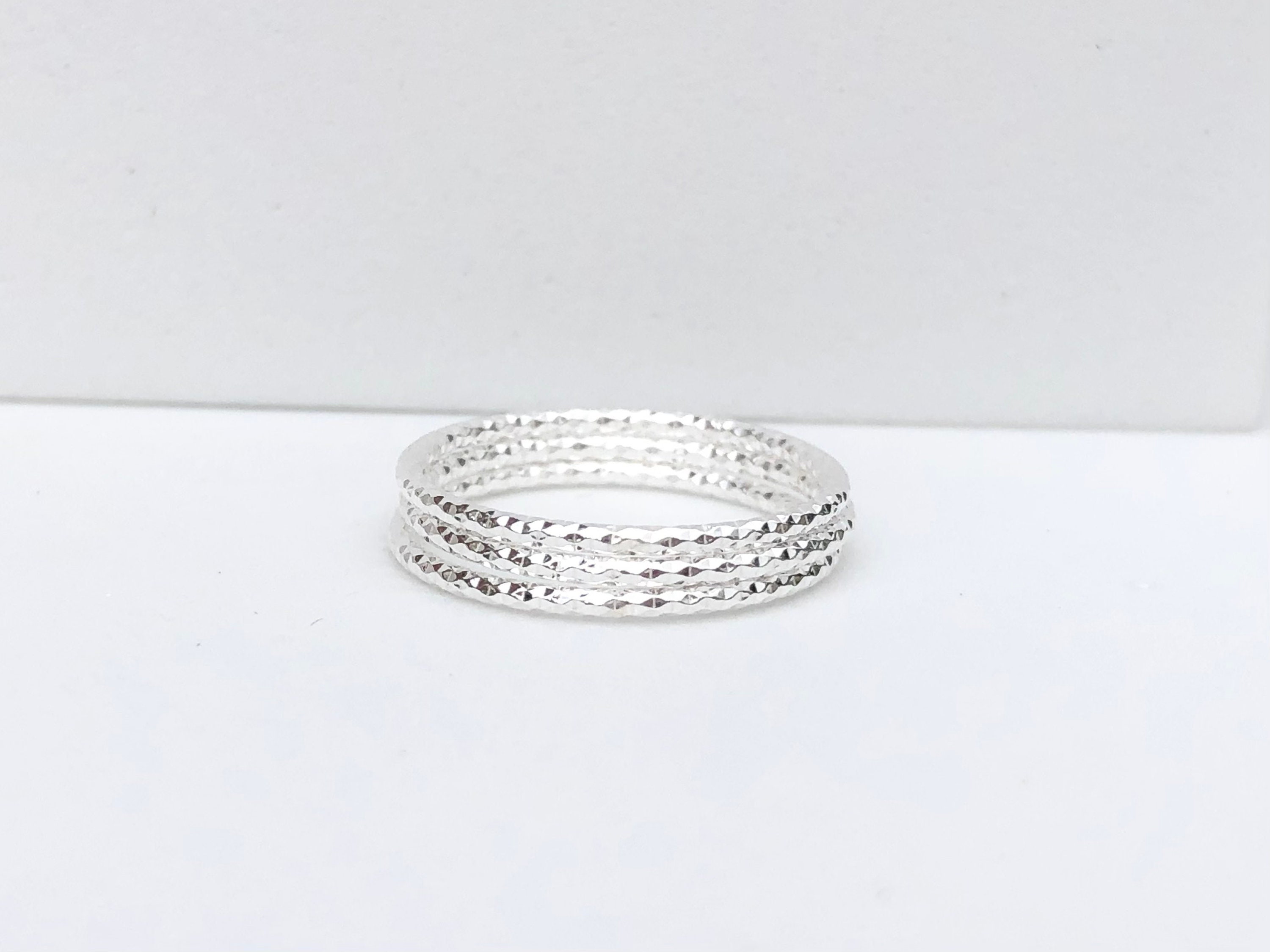 925 Sterling Silver Diamond Cut Textured Ring Band - Etsy