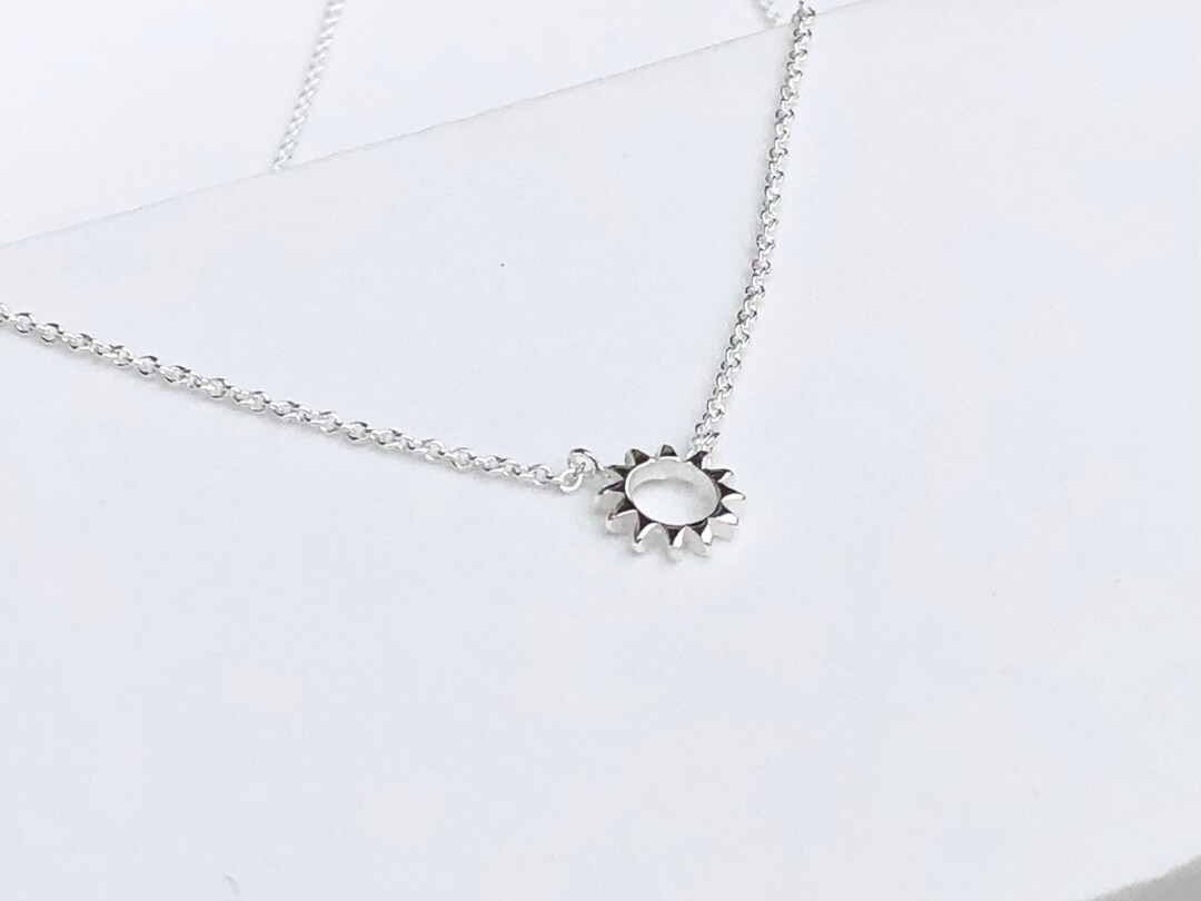 925 Sterling Silver Sun Necklace, Open Sun Necklace, Sun Pendant Chain ...