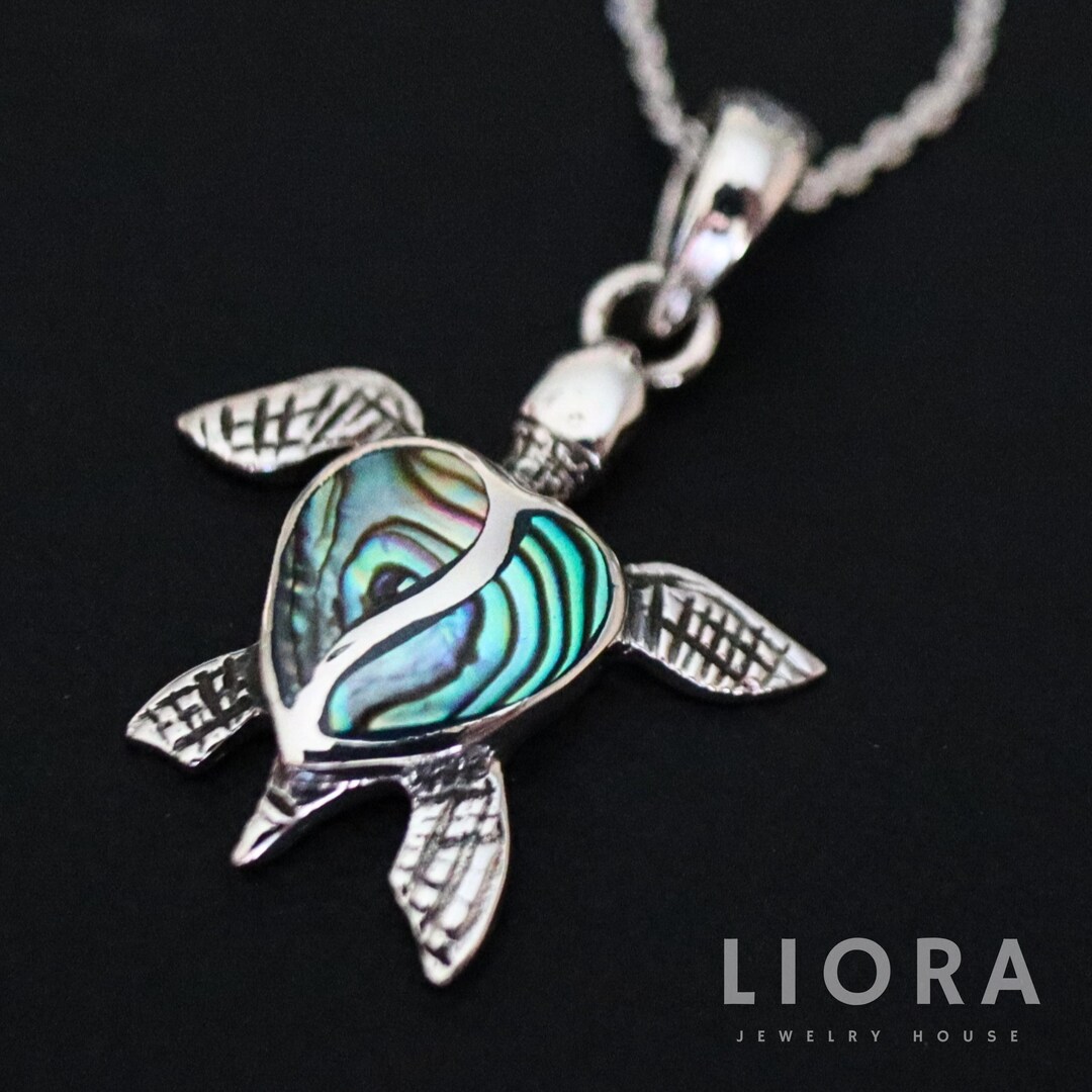 925 Sterling Silver Abalone Turtle Pendant, Turtle Necklace, Sea Turtle ...