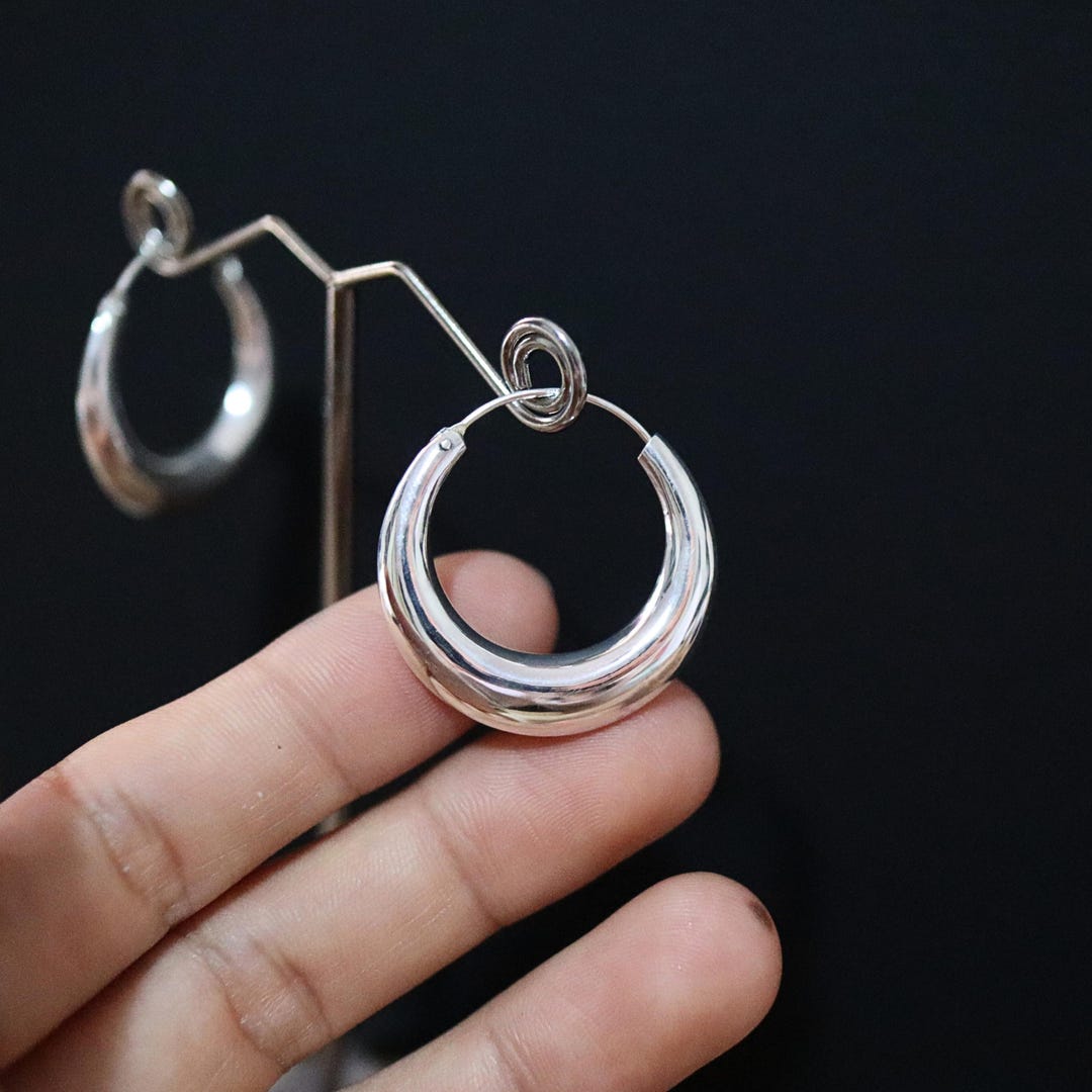 925 Sterling Silver 30 Mm Crescent Moon Hoop Earrings, Large Statement ...
