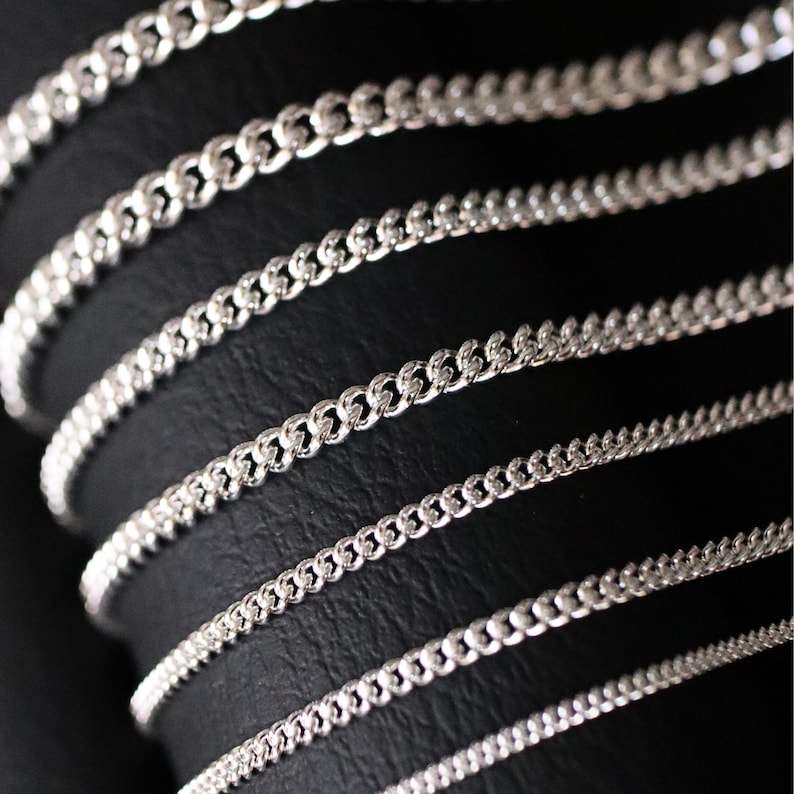 925 Sterling Silver Curb Chain Necklace, Men Women Unisex Chain, Curb ...