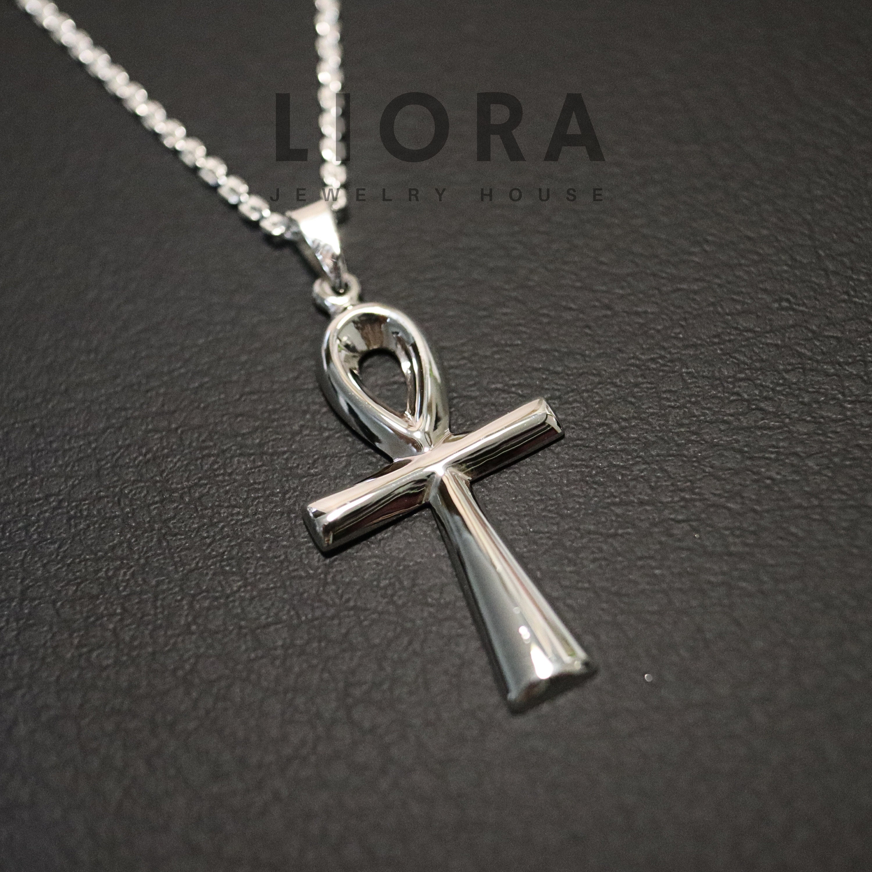 925 Sterling Silver Solid Ankh Cross Pendant Necklace, Cross Necklace ...