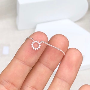 925 Sterling Silver Sun Necklace, Open Sun Necklace, Sun Pendant Chain ...