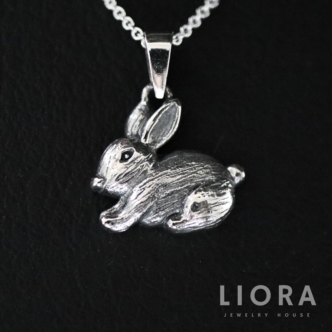 925 Sterling Silver Rabbit Pendant Necklace, Rabbit Pendant, Bunny ...