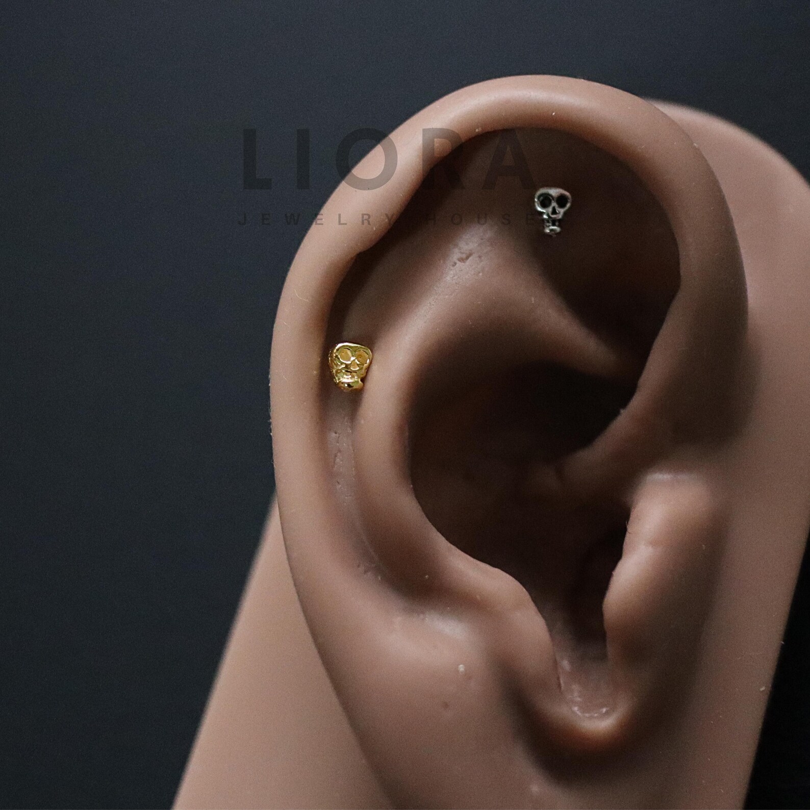 925 Sterling Silver Solid Tiny Skull Stud Earrings, Skull Earrings ...