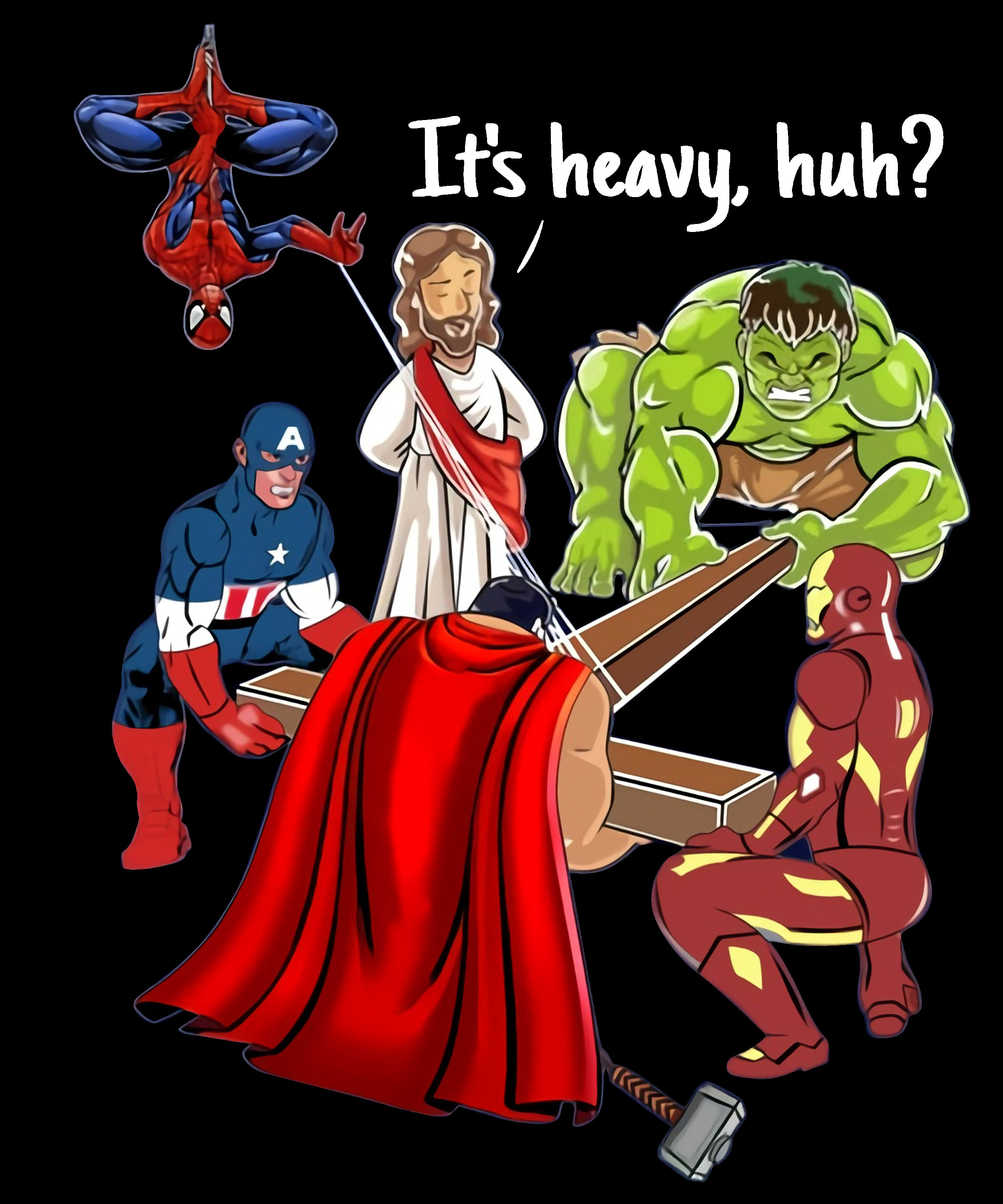 Funny Superheroes and Jesus It's Heavy Huh instant | Etsy