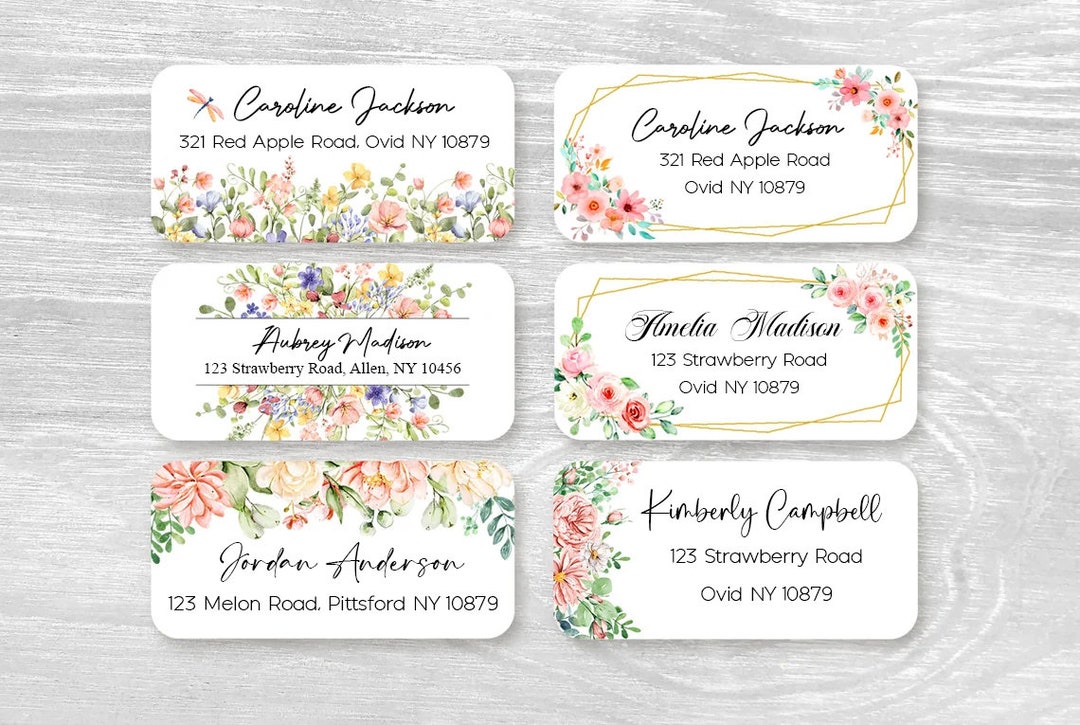 Set of 48 Personalized Elegant Classic Floral Flowers Wildflowers ...