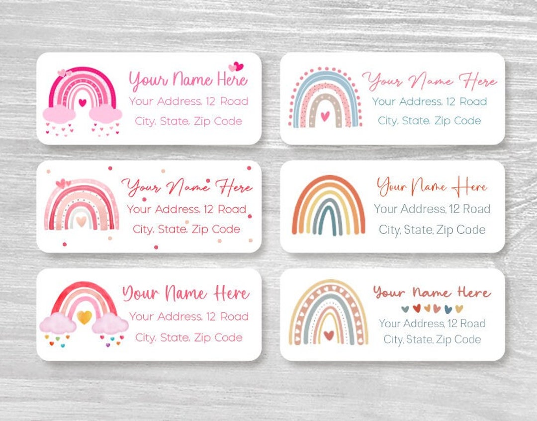 Set of 48 Personalized Valentine's Rainbow, Boho Rainbow, Pink Cute ...