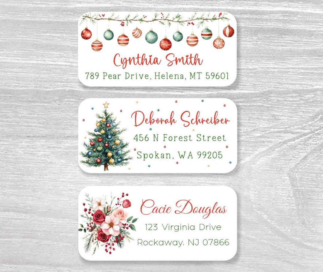Personalized Christmas Return Address Labels, Business Custom Text ...