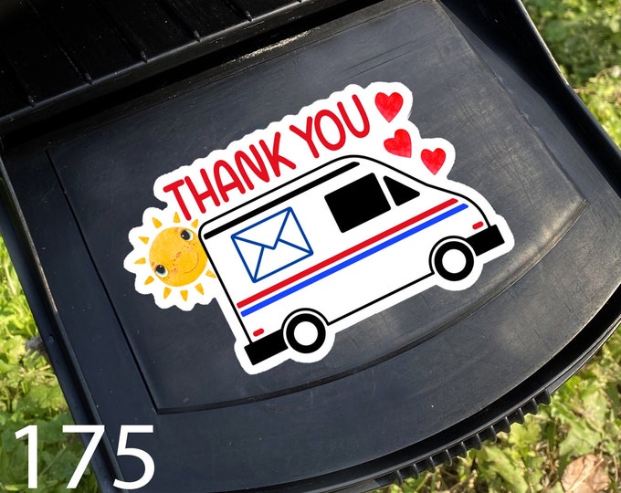 Mail Truck Thank You Vinyl Sticker, Mailbox Door Sticker, Mailbox Decal ...