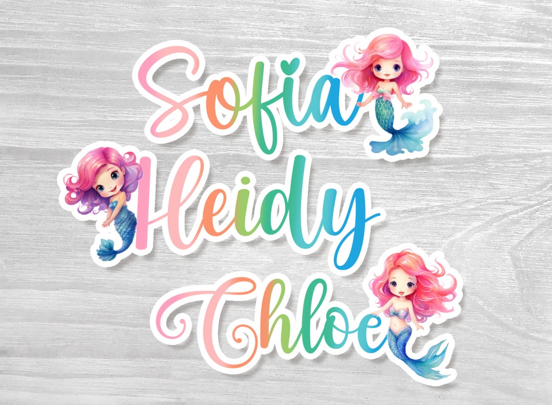 Cute and Sweet Mermaid Name Sticker Personalized Vinyl Name - Etsy